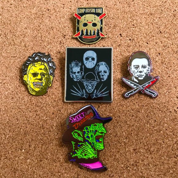 Horror | Accessories | Set Of 5 Horror Enamel Pins ...